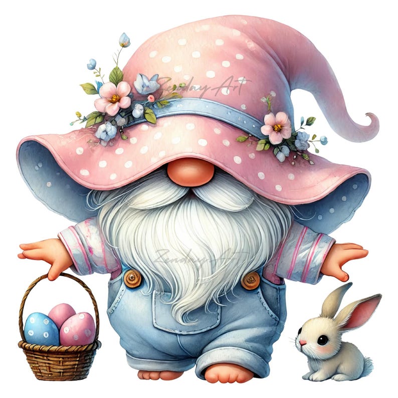 Watercolor Easter Gnome Clipart Bundle, Garden Clipart, Spring Gnome ...