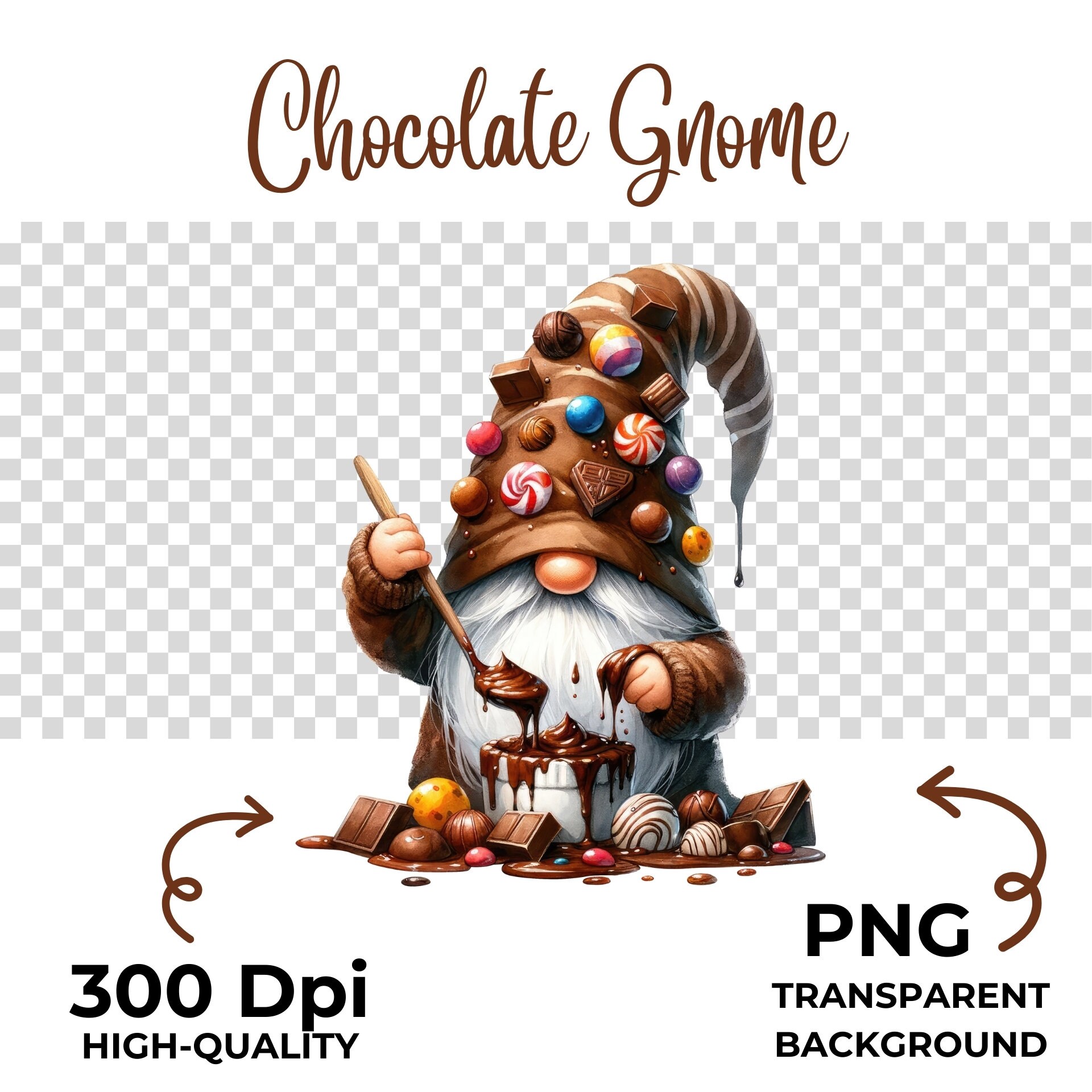 Watercolor Chocolate Gnome Clipart, Chocolate Gnome PNG, Cute Gnome ...