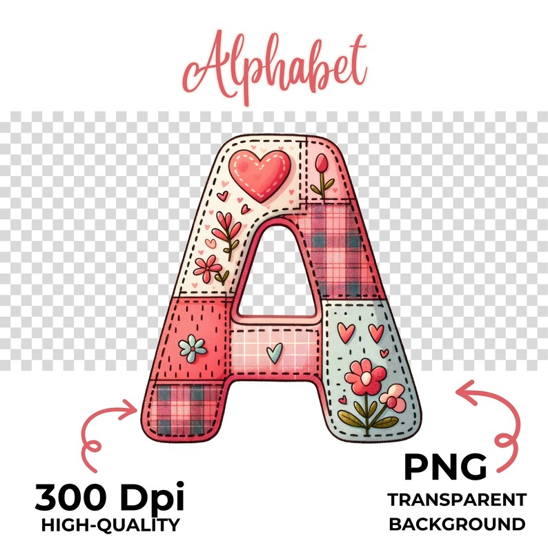 Love Letters Valentine's Day Alphabet, Pink Plaid Valentine Alphabet ...