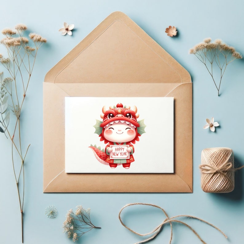 Cute Dragon Clipart Chinese New Year 2024 Watercolor - Etsy