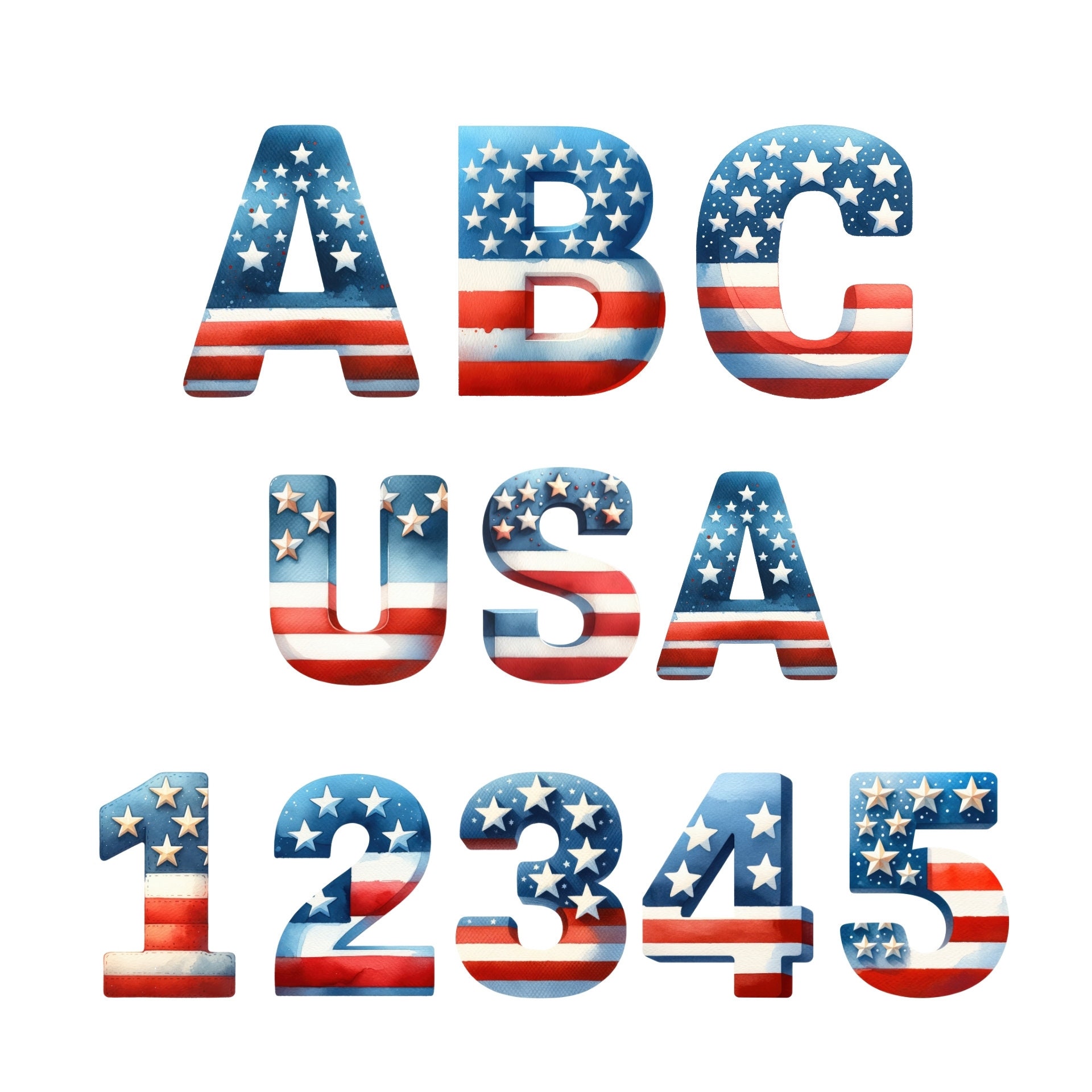 Independence Day Letter Clipart, Patriotic Alphabet, Alphabet ...