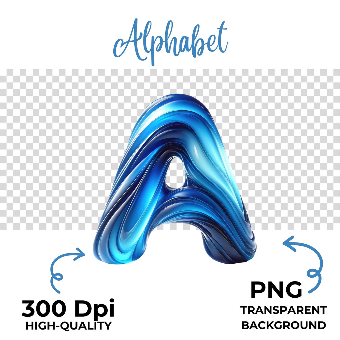 Blue Alphabet Clipart, Alphabet A-Z, Letters 0-9, Alphabet PNG, Letter ...