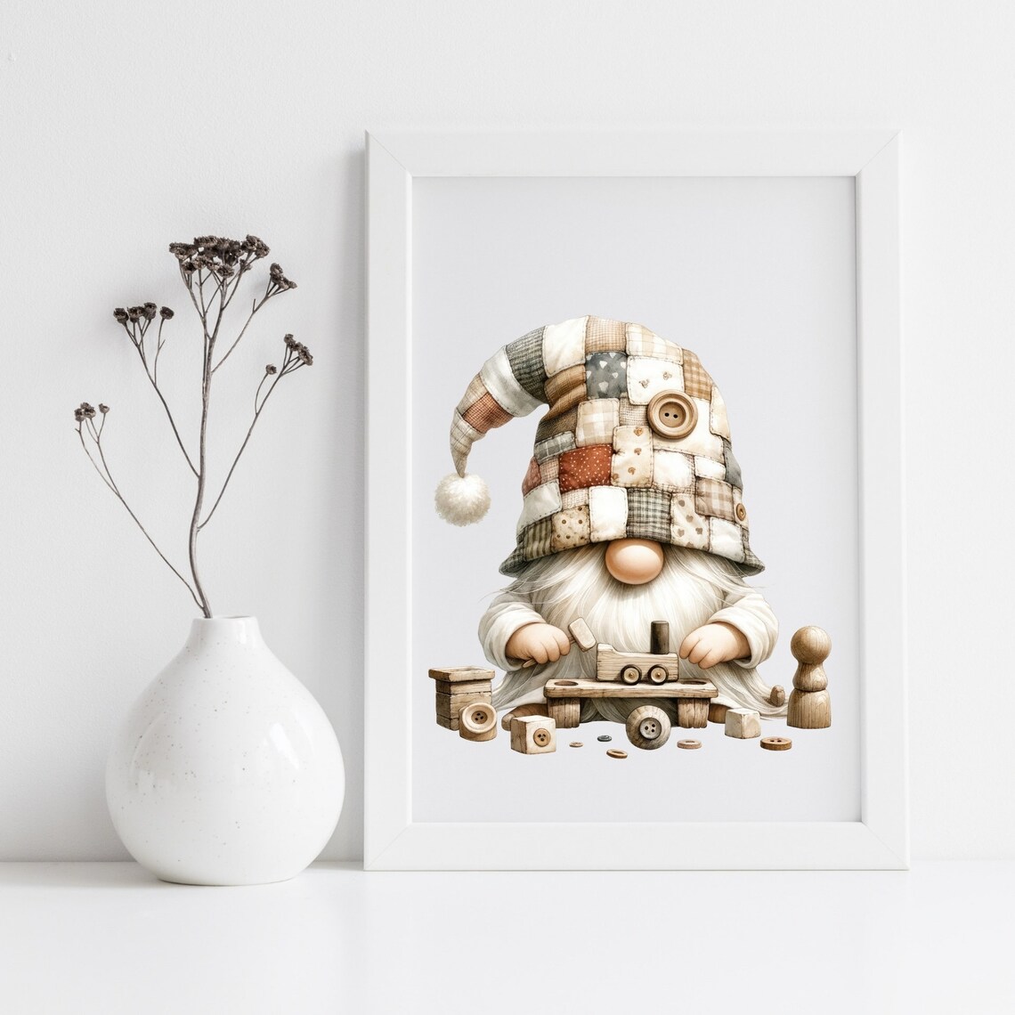 Crafting Gnome Clipart Bundle, Gnome Clip Art, Handcrafted Watercolor ...