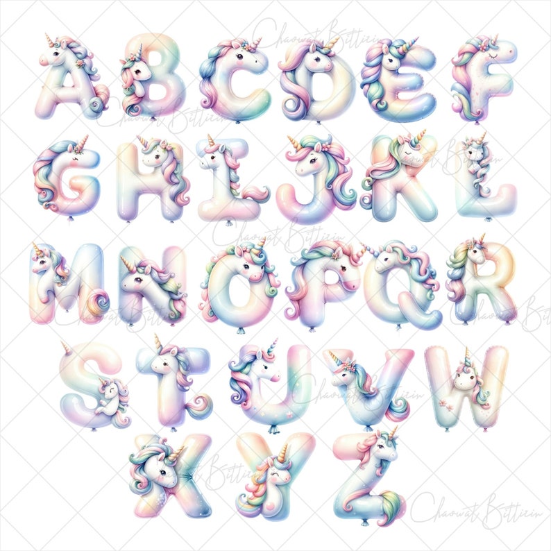 Unicorn Alphabet, Unicorn Letter, Unicorn PNG, Unicorn Nursery, Nursery ...