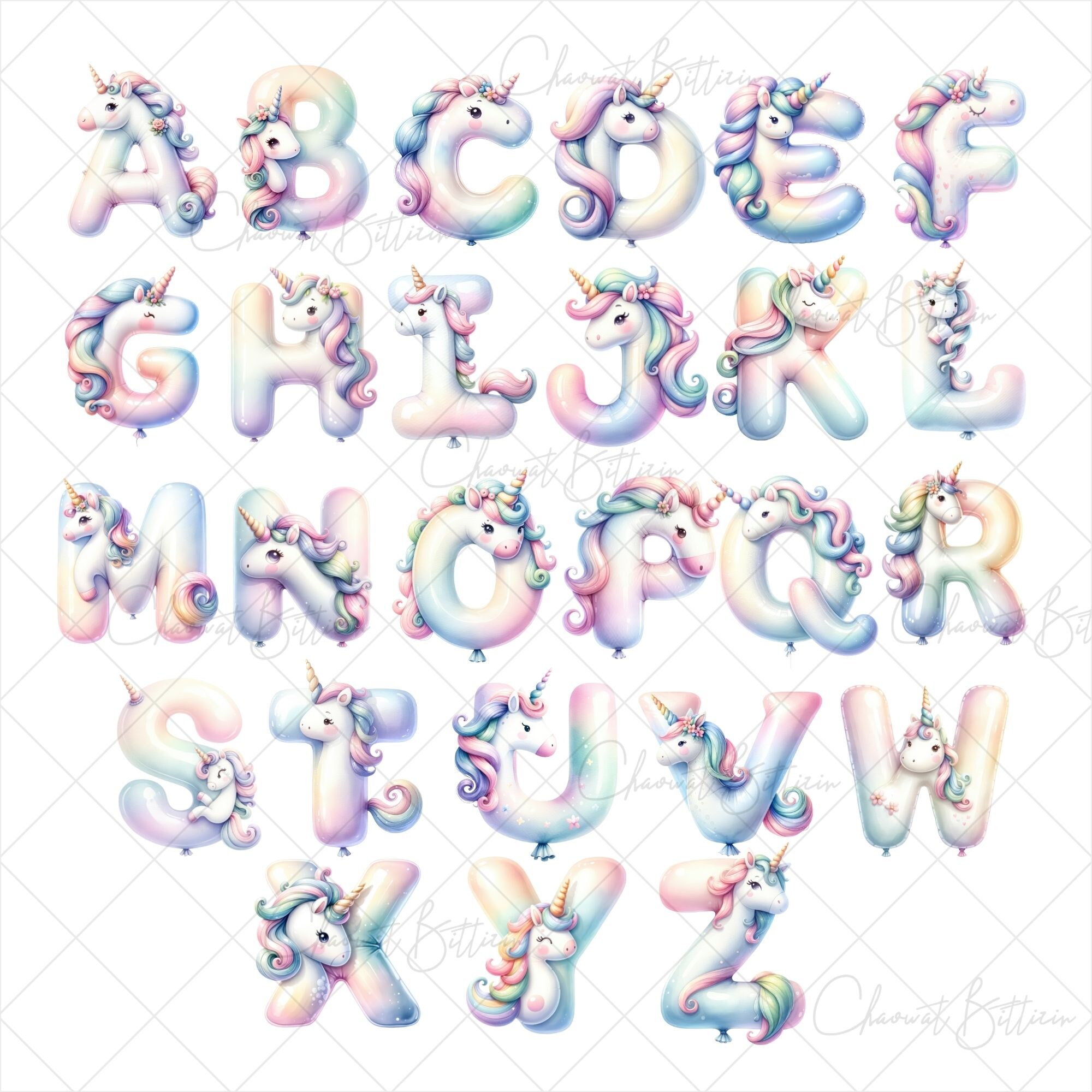 Unicorn Alphabet, Unicorn Letter, Unicorn PNG, Unicorn Nursery, Nursery ...