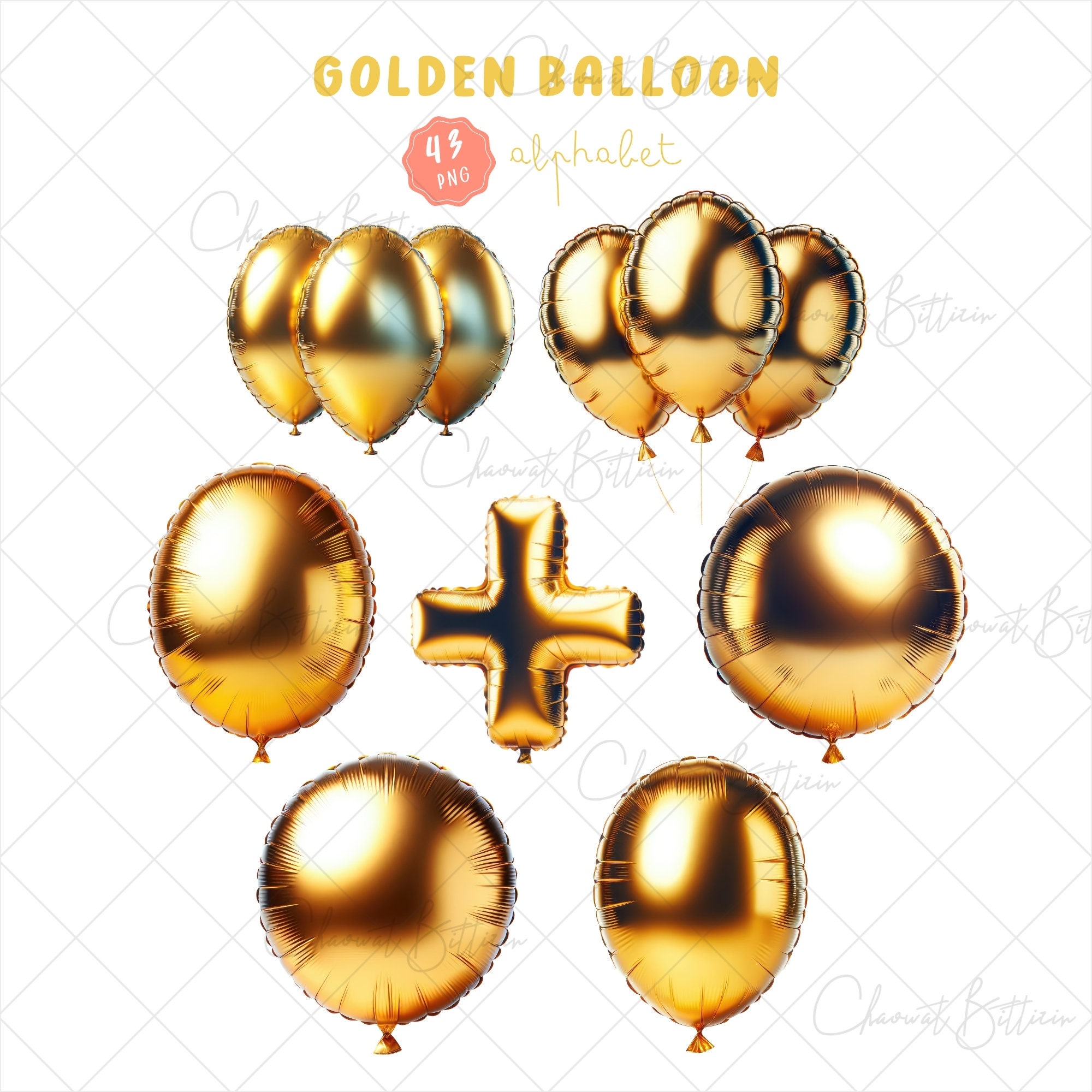 Golden Foil Letter Balloons Letter Number Clipart, Golden Balloon 