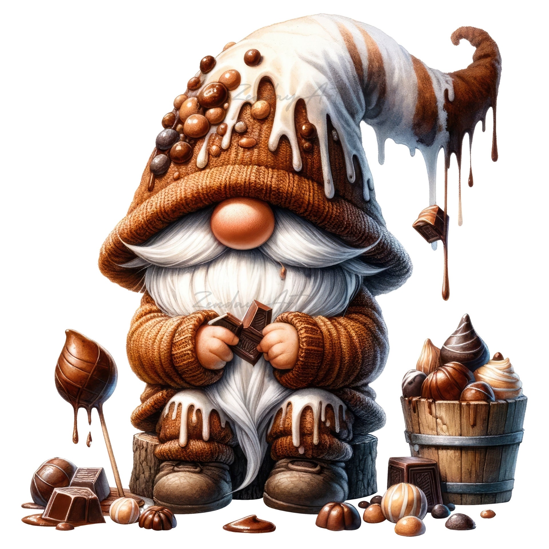 Watercolor Chocolate Gnome Clipart, Chocolate Gnome PNG, Cute Gnome ...