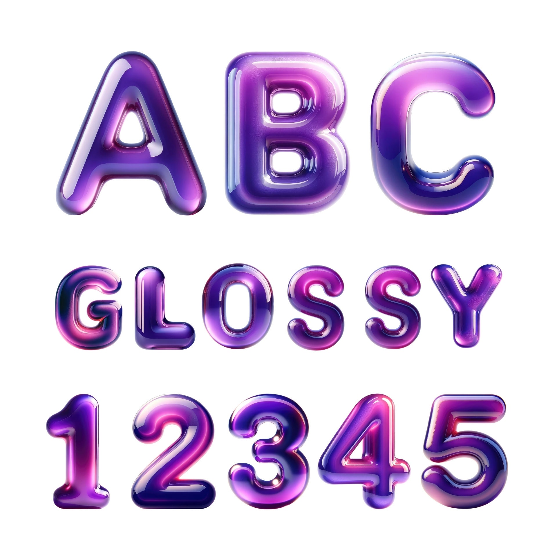 Alphabet Glossy Purple Clipart, Doodle Letters, 3D Letters, Alphabet ...
