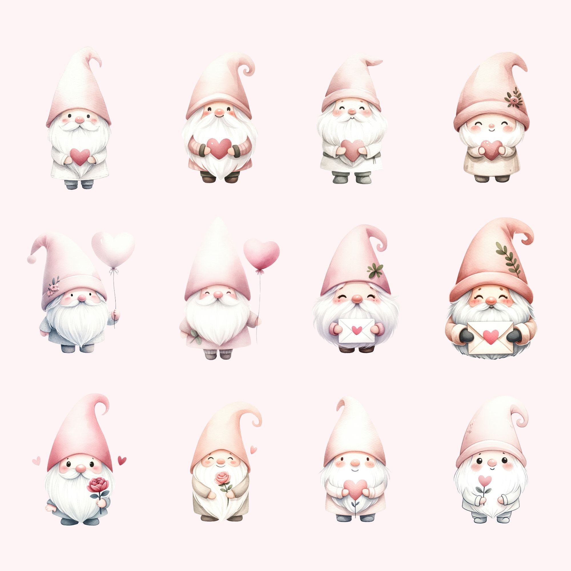 Valentines Gnome Clipart Bundle, Valentines Clipart, Valentines PNG ...