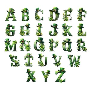 St. Patrick Alphabet Clipart, Alphabet PNG, Letters Clipart, Nursery ...