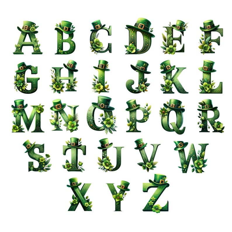 St. Patrick Alphabet Clipart, Alphabet PNG, Letters Clipart, Nursery ...