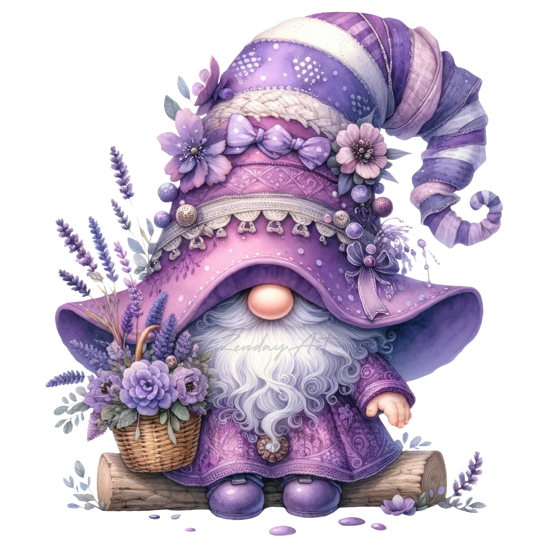 Lavender Gnome Clipart Bundle, Flower Gnome Clipart, Lavender Clipart ...