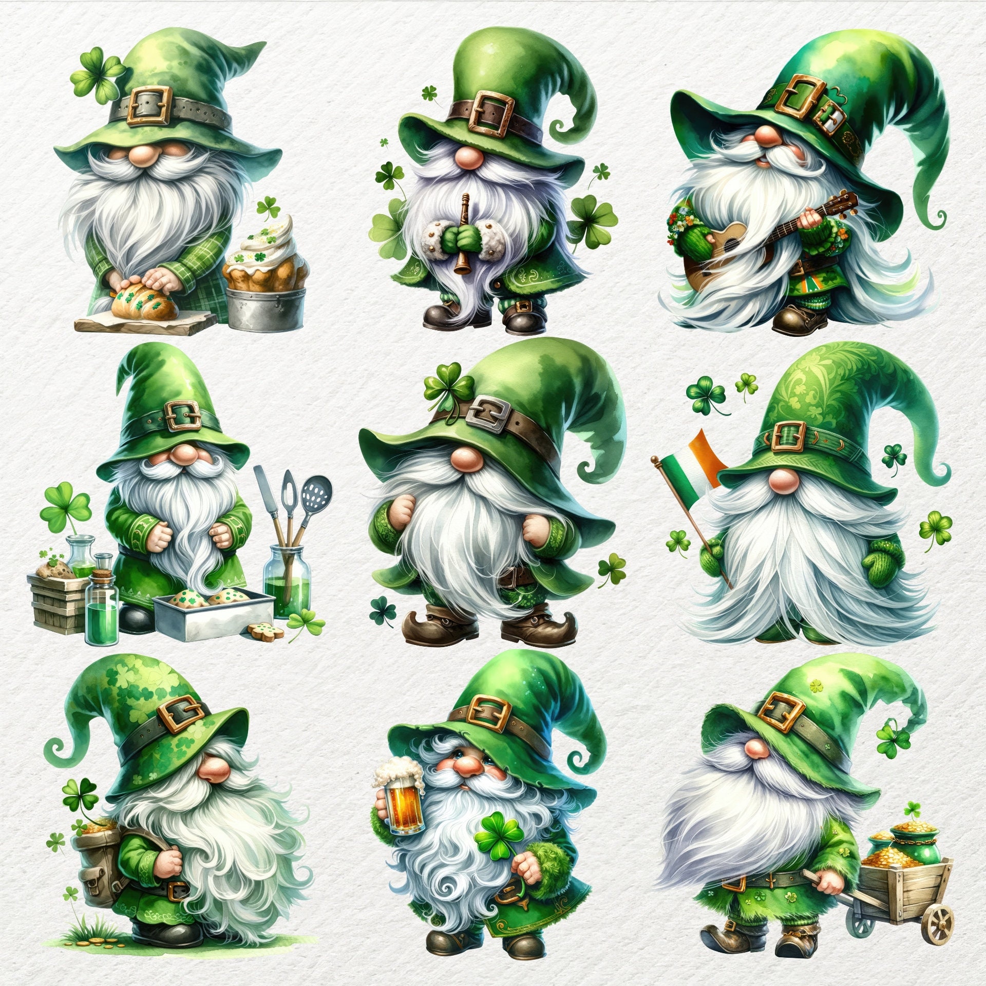 St Patricks Day Gnomes Png, Cute Gnomes Clipart, Patrick Day Watercolor ...