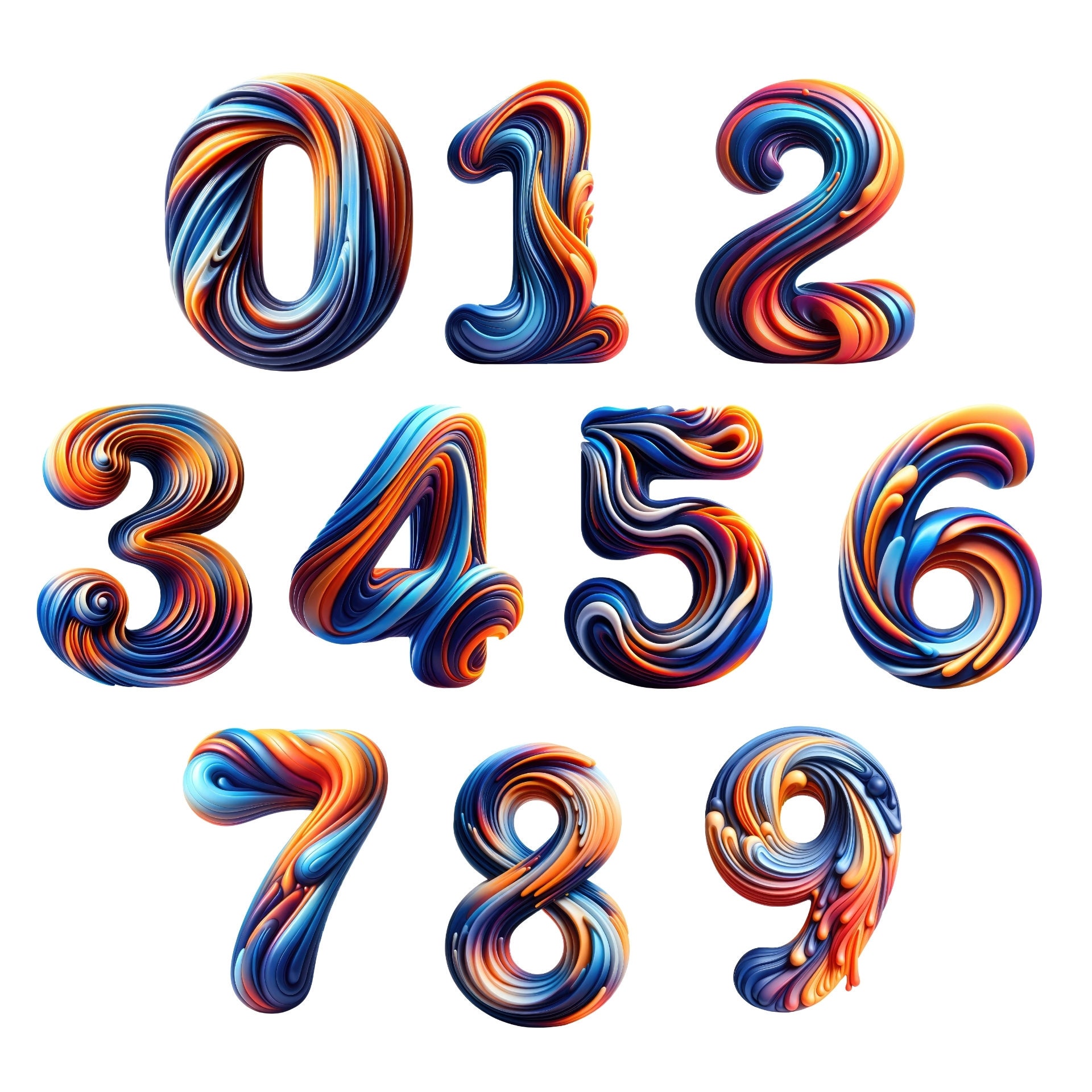 Vibrant Swirl Alphabet Clipart, Colorful Twisted Letters PNG, Alphabet ...