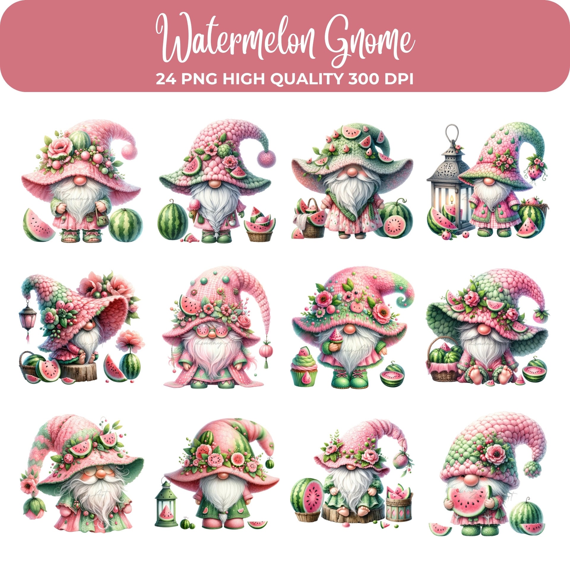 Watermelon Gnomes Clipart PNG, Watermelon PNG, Fruits Summer ...