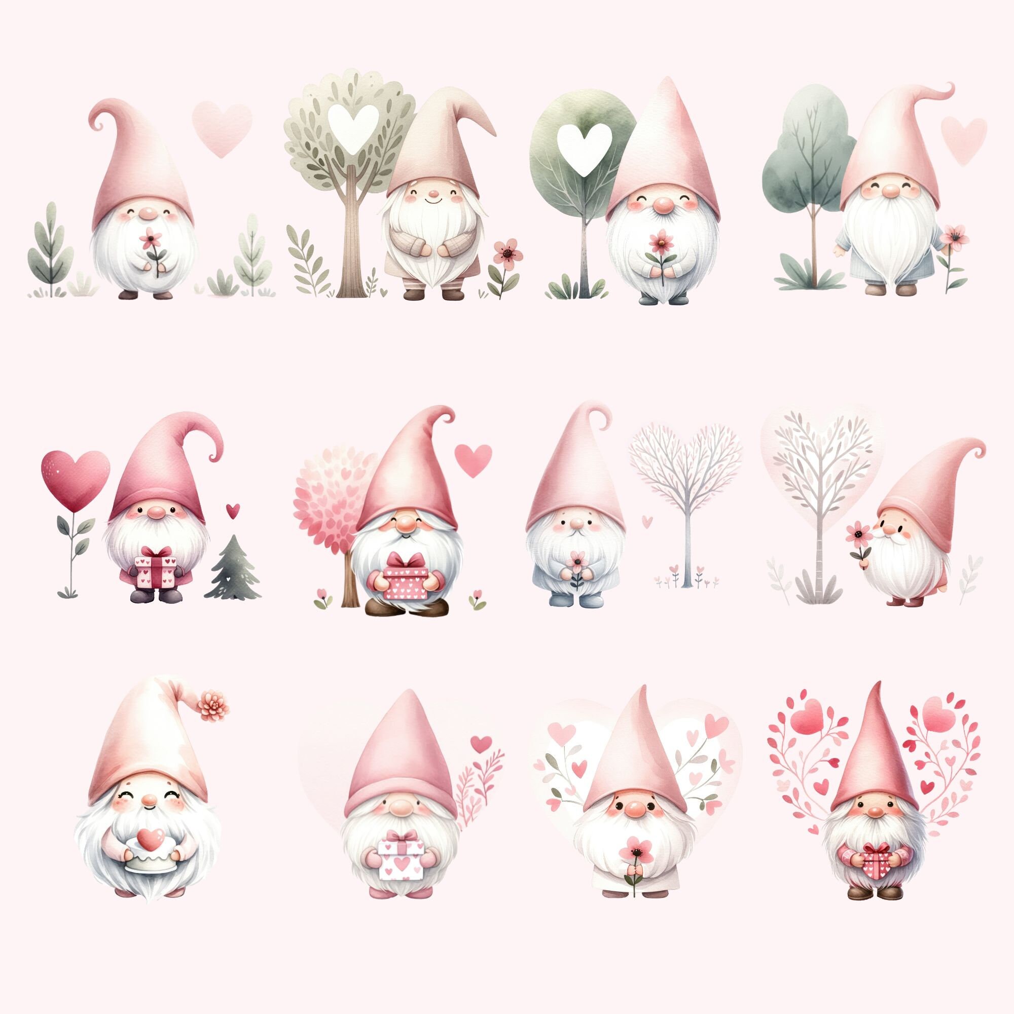 Valentines Gnome Clipart Bundle, Valentines Clipart, Valentines PNG ...