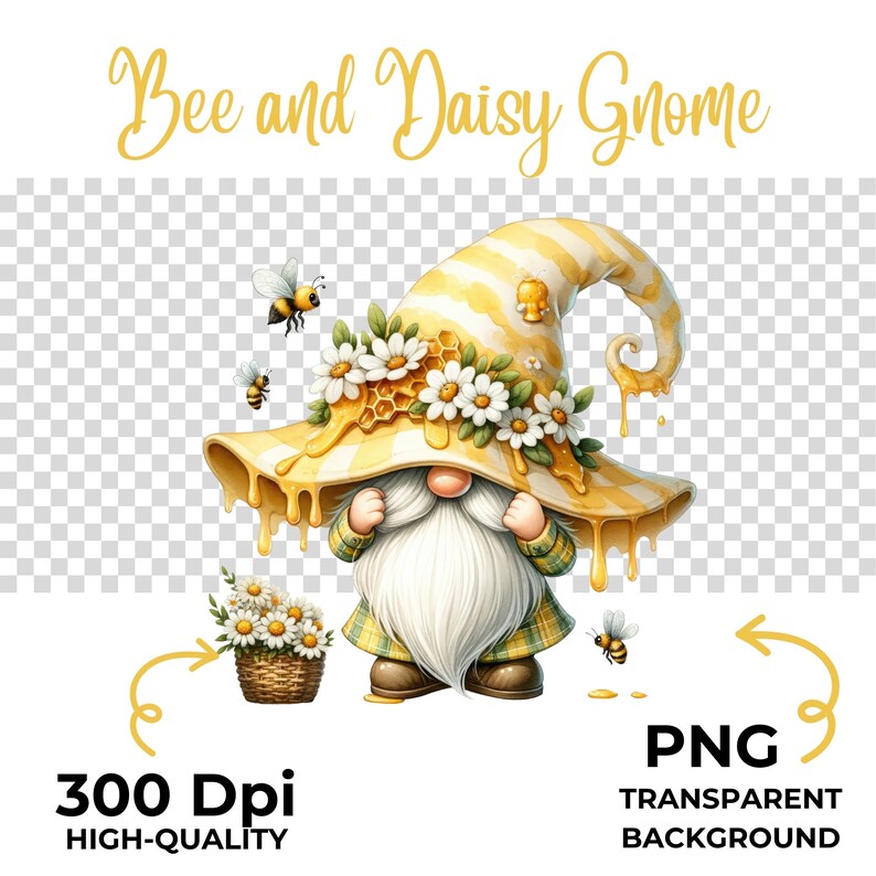 Watercolor Honey Bee Gnomes Clipart, Bee Gnome PNG, Cute Gnome ...