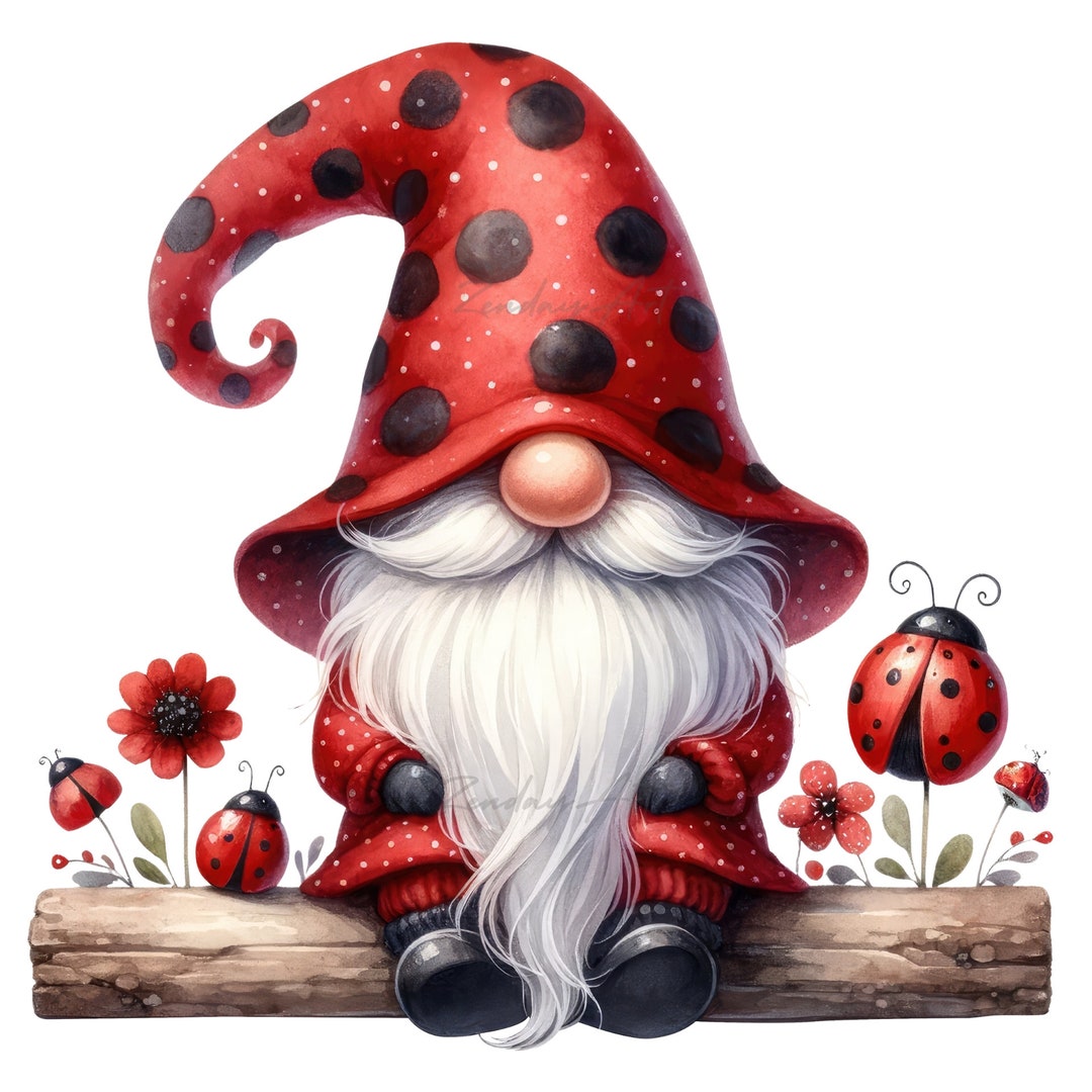 Ladybug Gnome Clipart Bundle, Gnome Clipart, Spring Gnome PNG, Spring ...