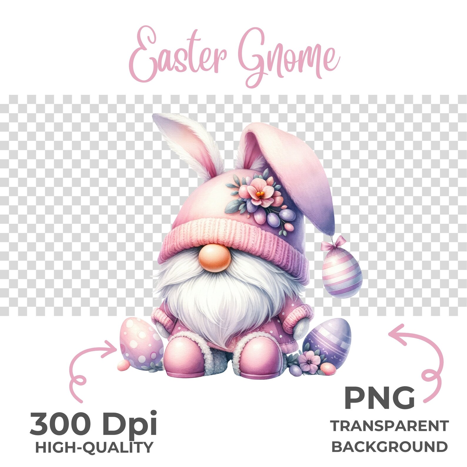 Watercolor Easter Gnome Clipart Bundle: Spring Garden PNG (digital ...