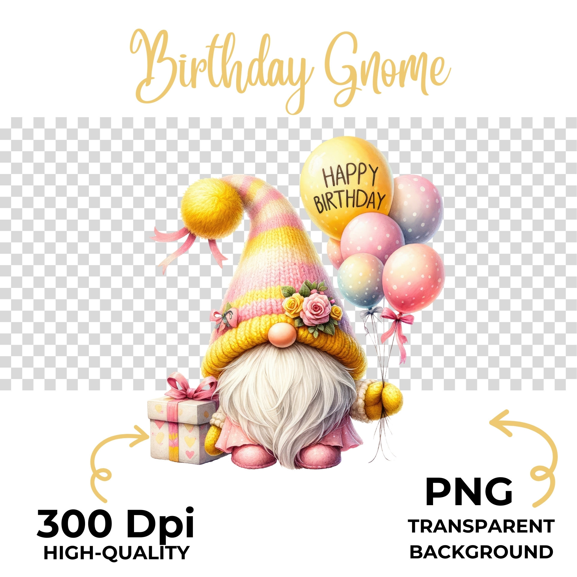 Watercolor Birthday Gnomes Clipart Bundle, Birthday Gnomes PNG, Happy ...