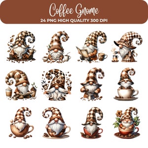 Watercolor Coffee Beans Lover, Coffee Gnomes PNG, Barista Gnomes, Cute ...