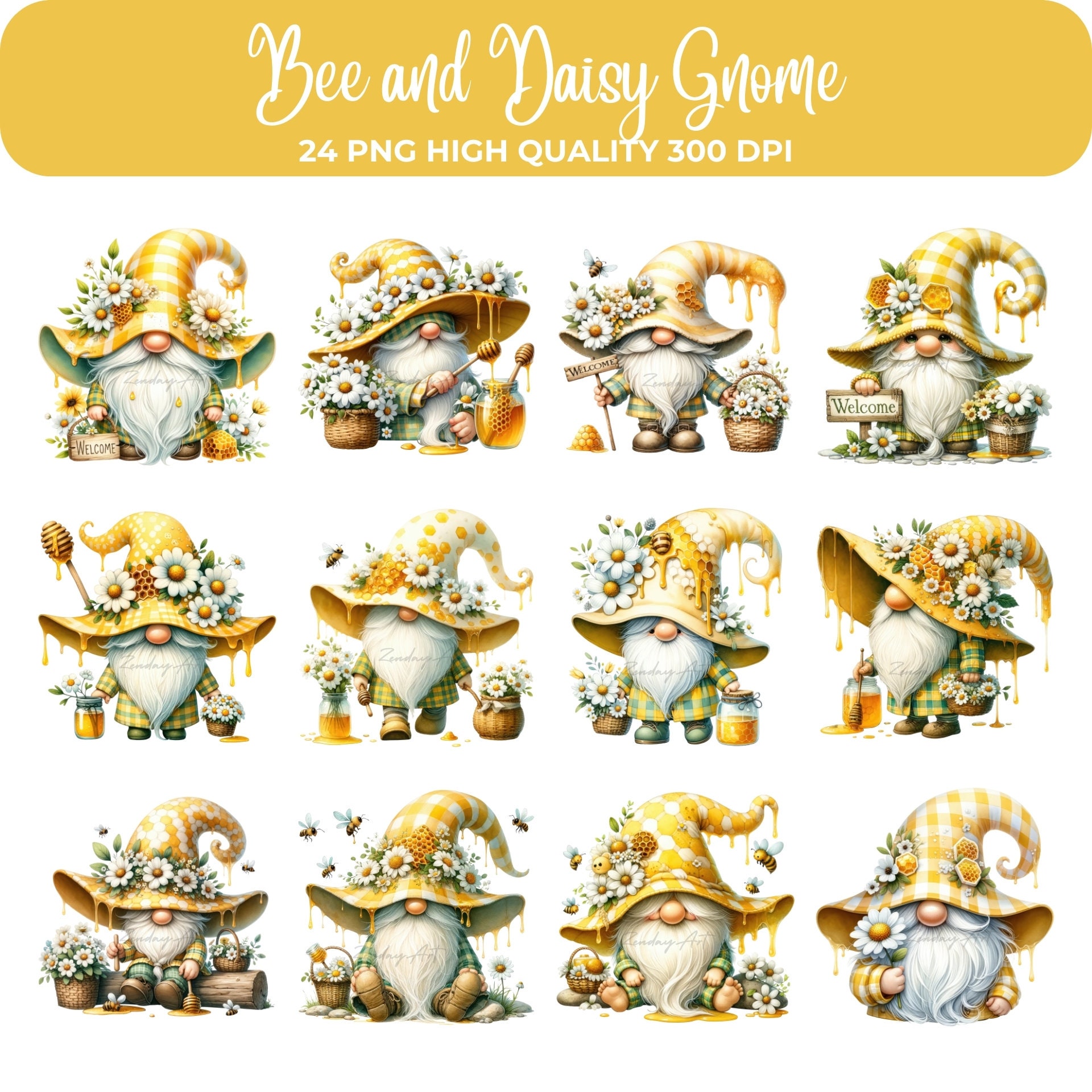 Watercolor Honey Bee Gnomes Clipart, Bee Gnome PNG, Cute Gnome ...