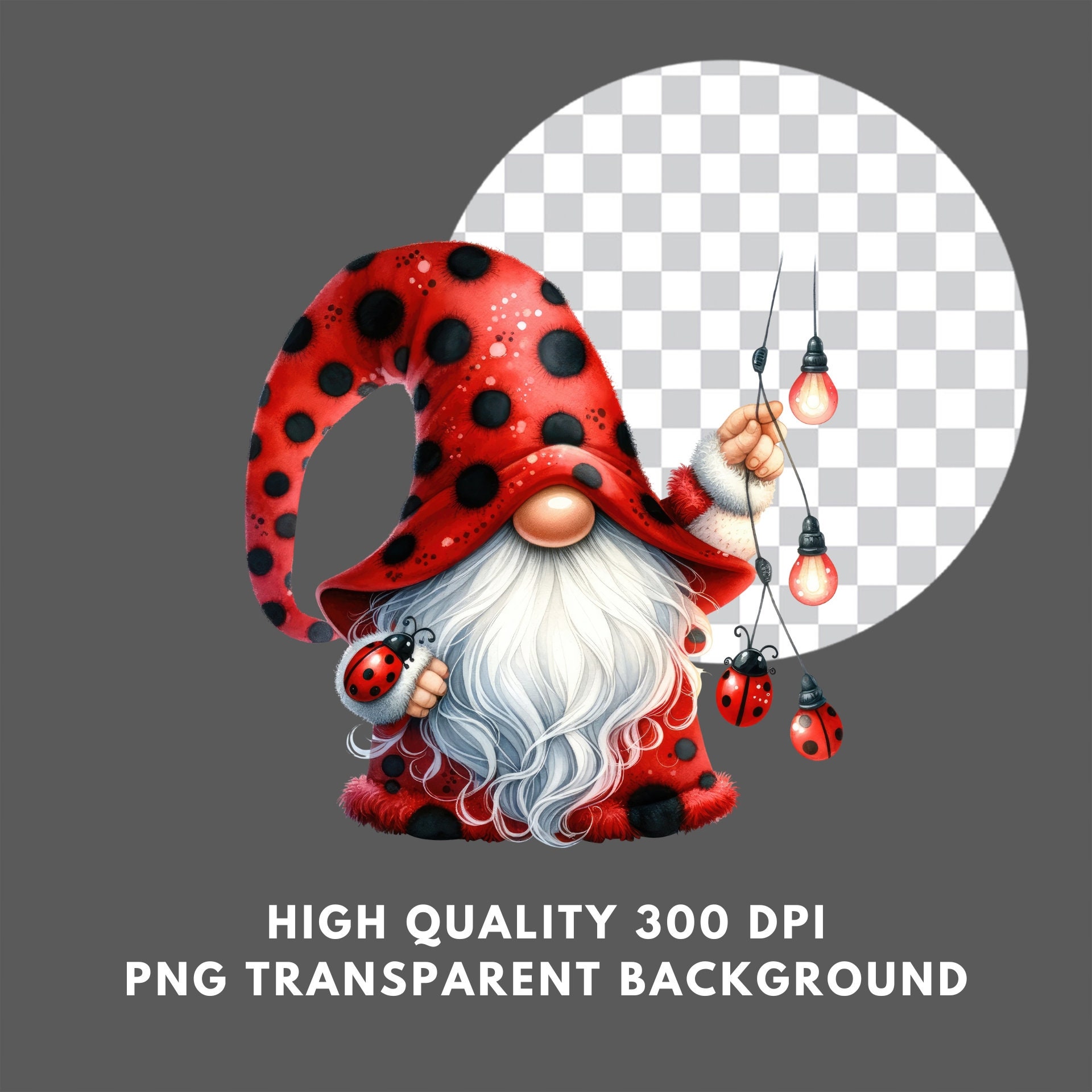 Ladybug Gnome Clipart Bundle, Gnome Clipart, Spring Gnome PNG, Spring ...