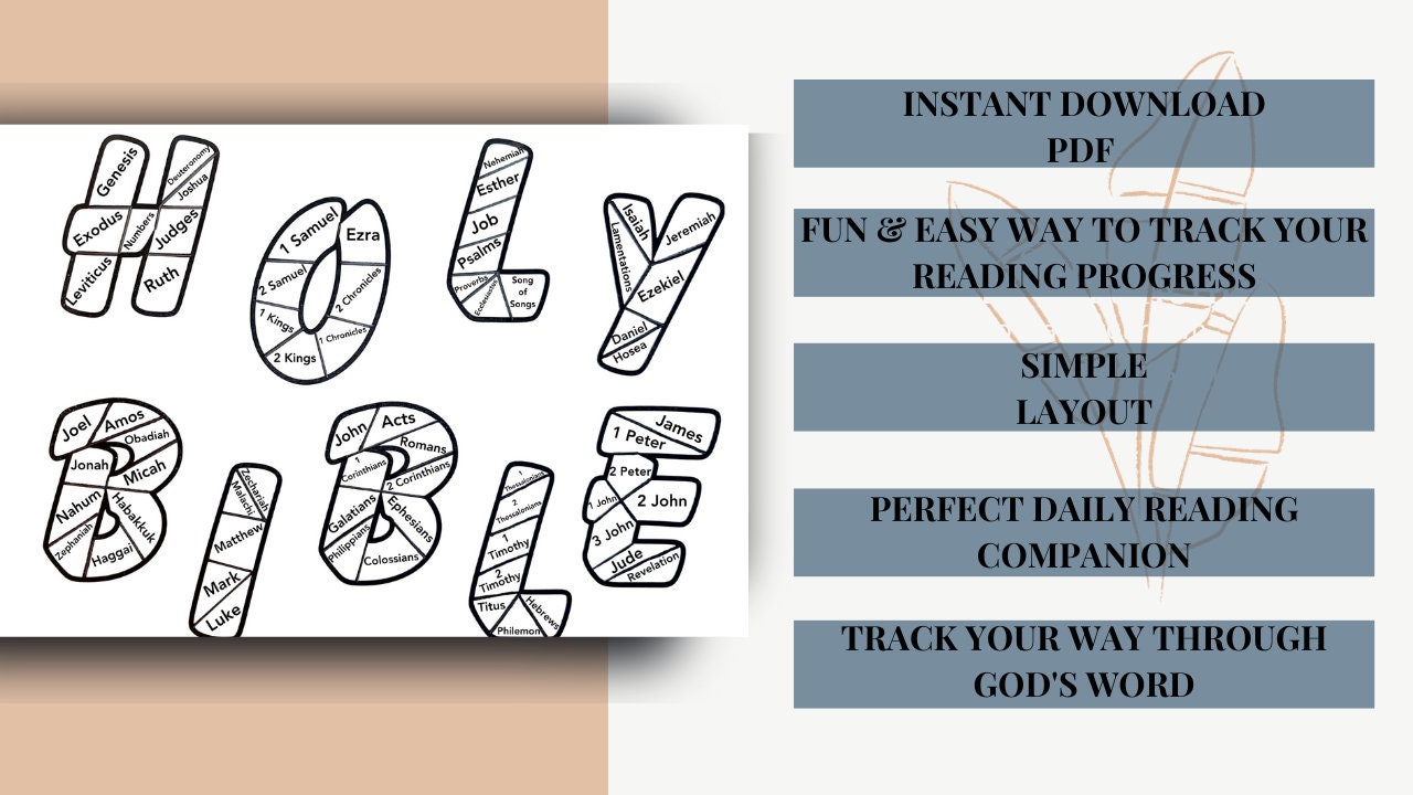 Bible Reading Tracker Coloring Page, Printable, Christian Coloring - Etsy