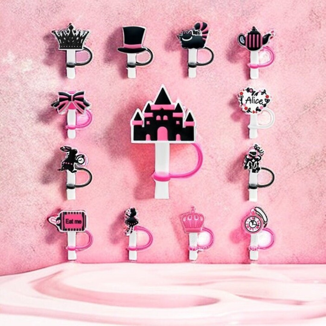 10 MM Dark Castle Straw Topper Bow Straw Cover Pink Straw - Etsy