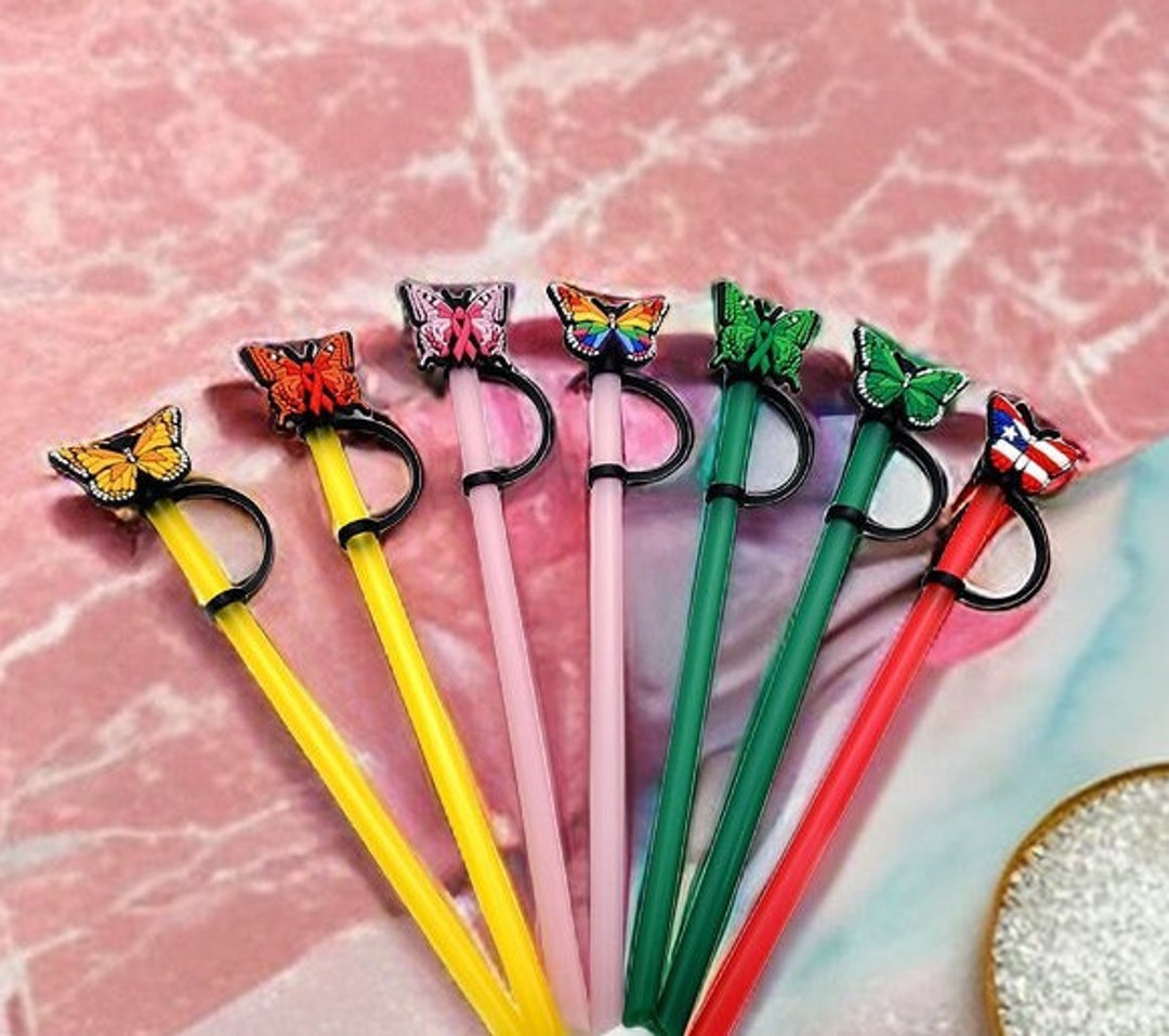 7MM Butterfly Series Straw Topper Color Straw Cover Anime - Etsy