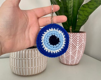 Crochet Evil Eye Keychain Free Shipping - Etsy