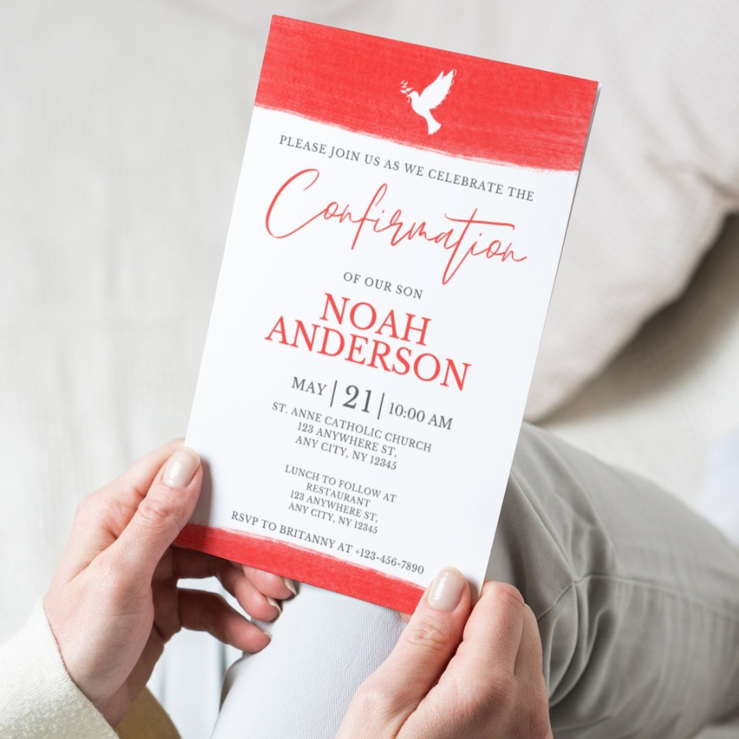 Catholic Confirmation Invitation Template Download Printable - Etsy