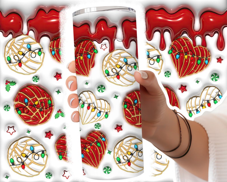 3D Christmas Conchas Cafecito Y Chisme Inflated Tumbler Wrap, Concha ...