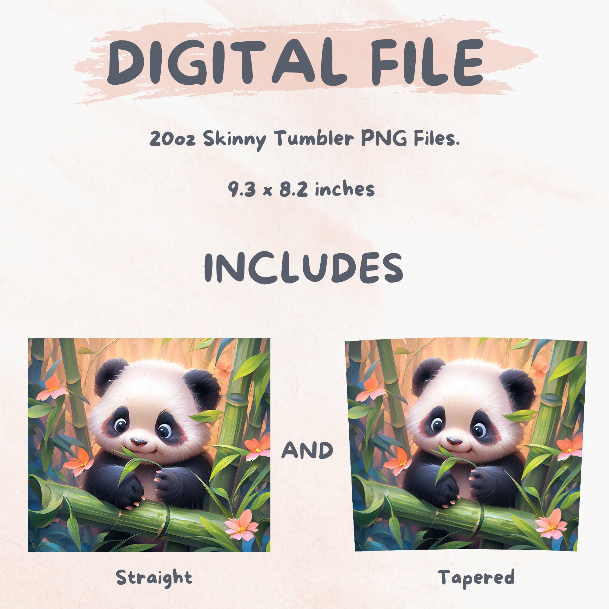 Cute Panda Eating Bamboo 20 Oz Skinny Tumbler Sublimation Design ...