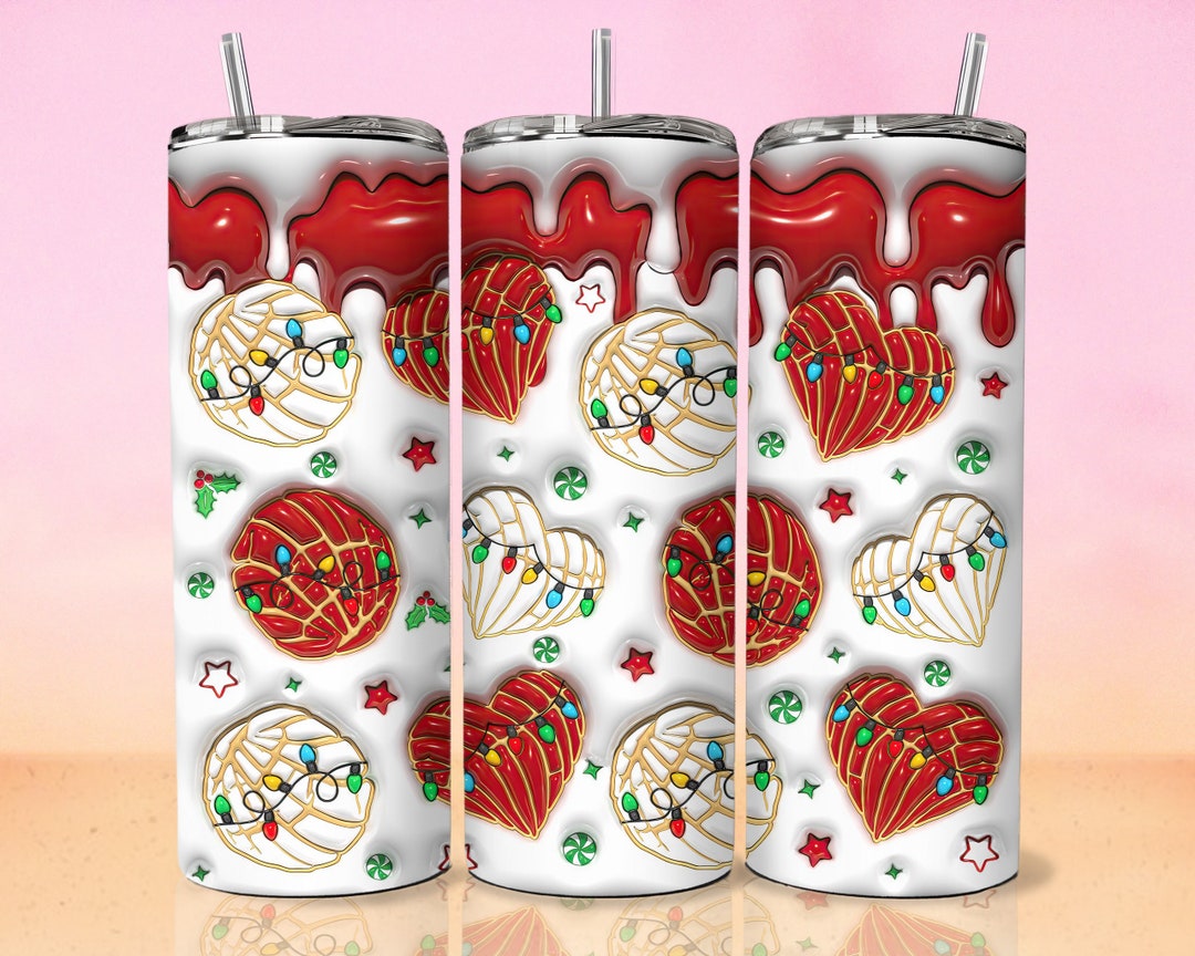 3D Christmas Conchas Cafecito Y Chisme Inflated Tumbler Wrap, Concha ...