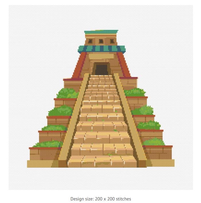 Aztec Mayan Ziggurat Temple Native American Style Cross Stitch PDF ...