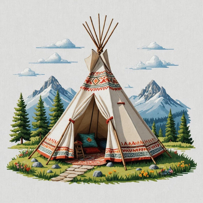 Indian Teepee Tent Southwestern Navajo Native American Style Cross ...