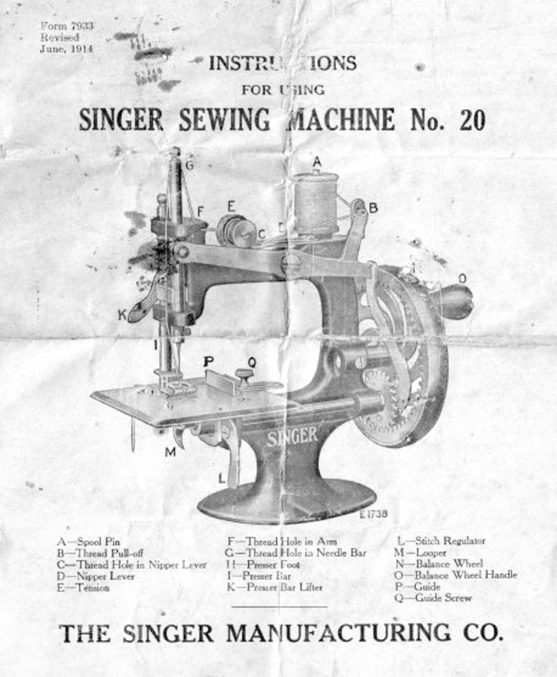 Singer Toy 20 Sewing Machine Instruction Adjusters 1914 1926 4 PDF ...
