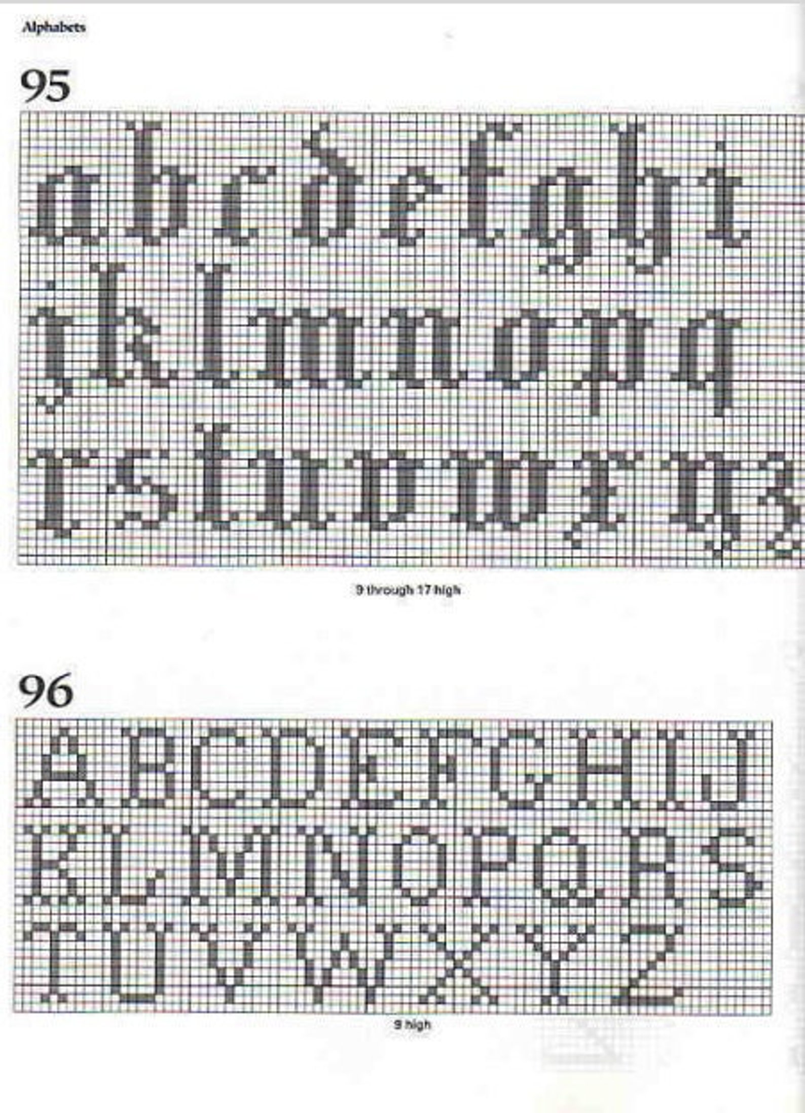 Alphabet Initials Fonts Monogram Knitting Crochet Cross Stitch Charts ...