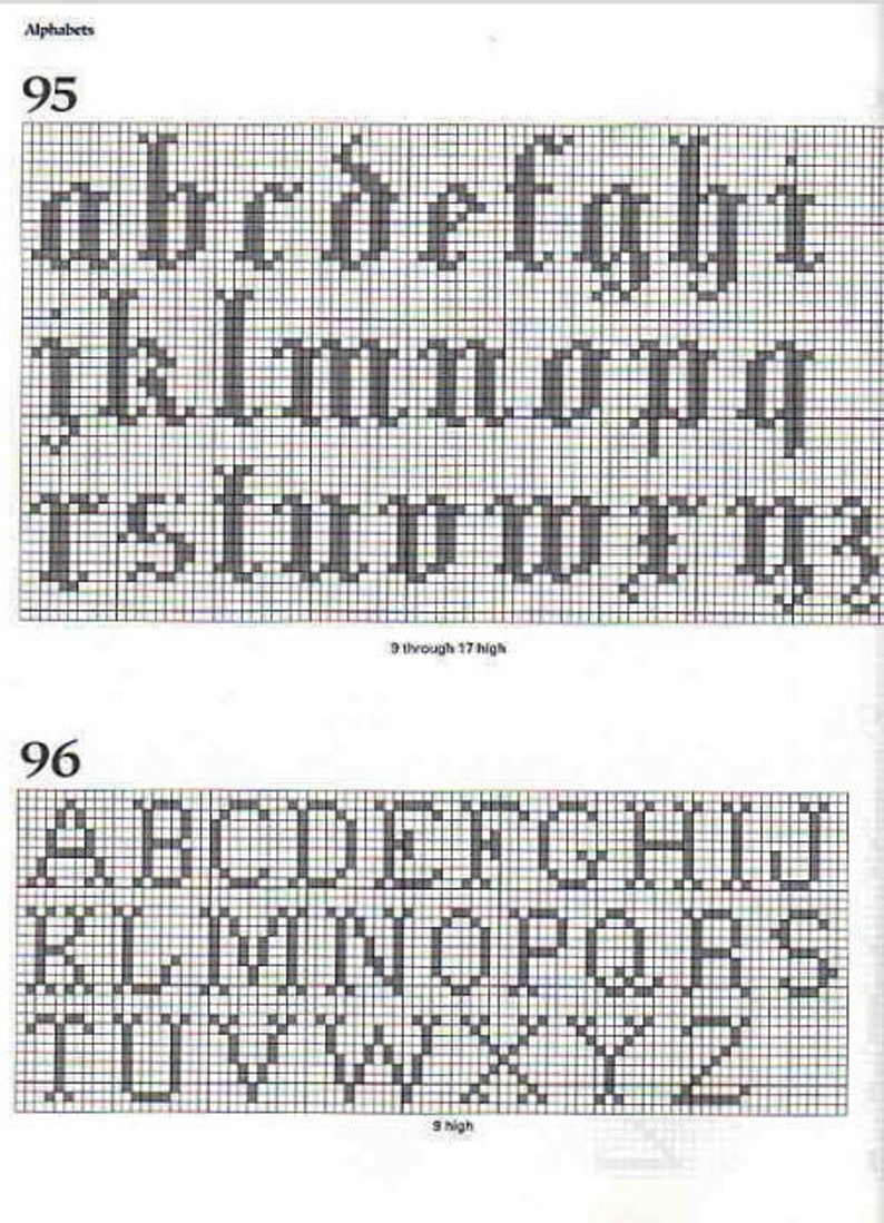 Alphabet Initials Fonts Monogram Knitting Crochet Cross Stitch Charts ...