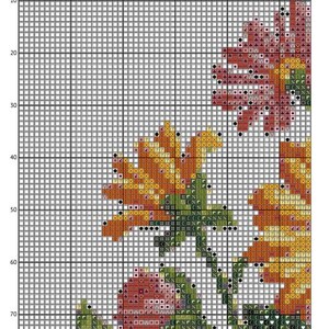 Sunflowers Daisies and Gerberas Flowers Cross Stitch PDF Design Pattern ...