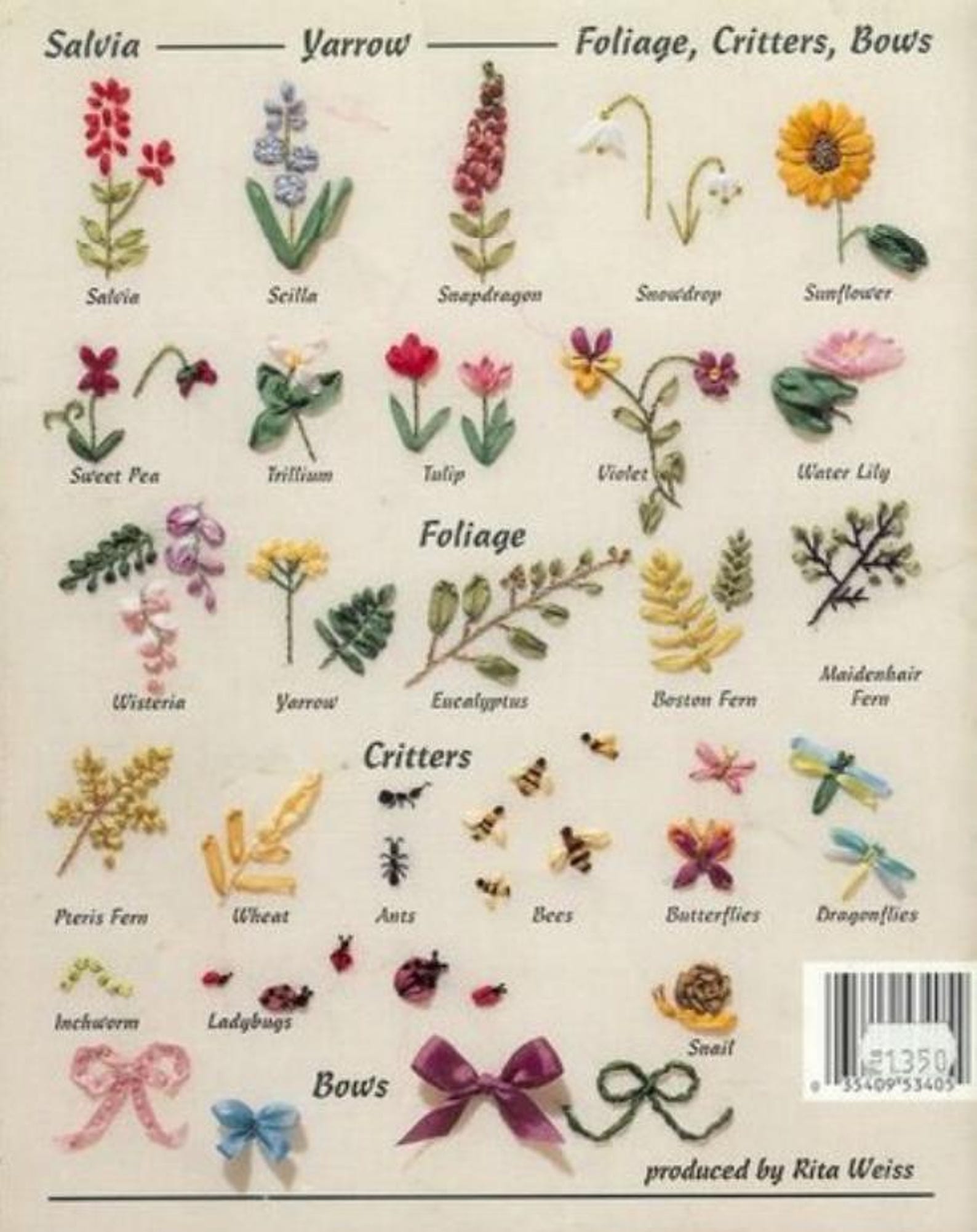 Vintage Encyclopaedia Ribbon Embroidery Flowers 121 Designs Borders ...