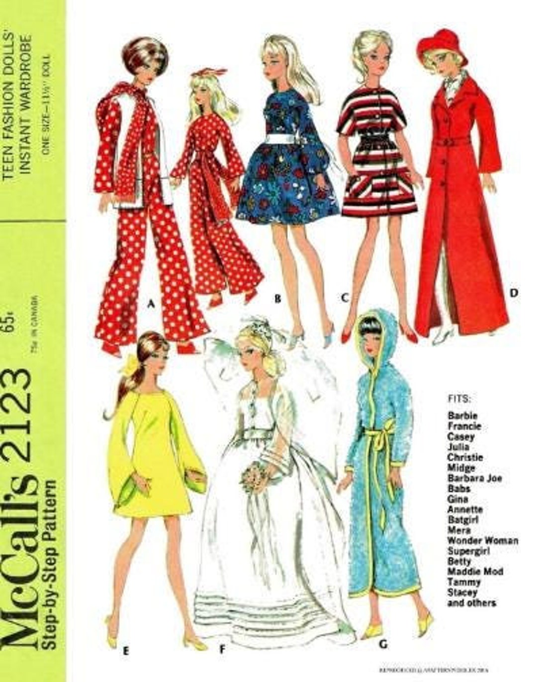 Barbi Francie Doll 11 1.5 Inch Mccalls 2123 Pattern PDF Mod Fashions ...