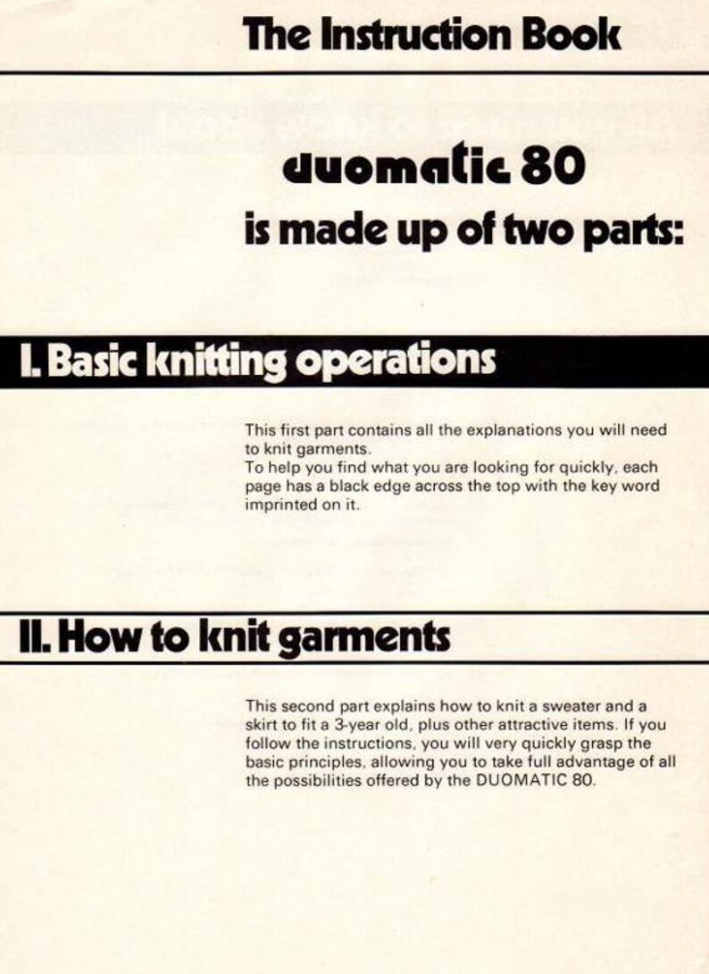 Passap Duomatic 80 Knitting Machine Instruction Manual Book Vintage ...