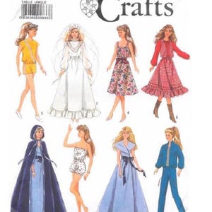 8 Barbi Ken Doll 11 1.5 Inch Simplicity 8333 PDF 1980s Patterns Dress ...
