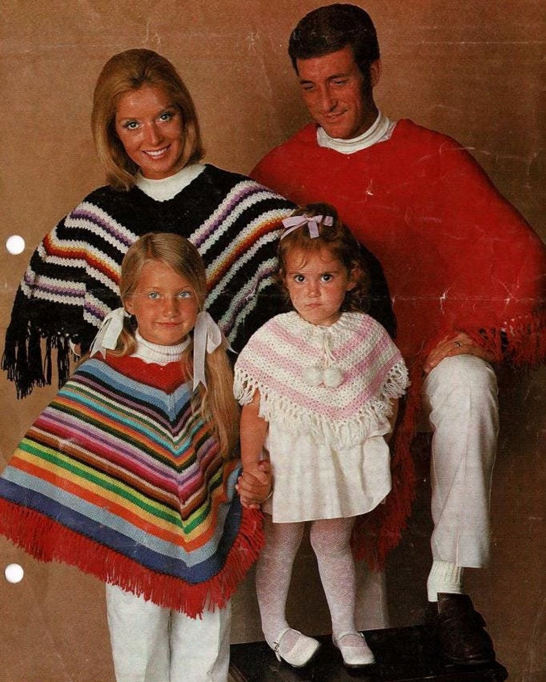 4 Poncho Patterns for Family PDF Bulky Knitting Designs Vintage 4 and 8 ...