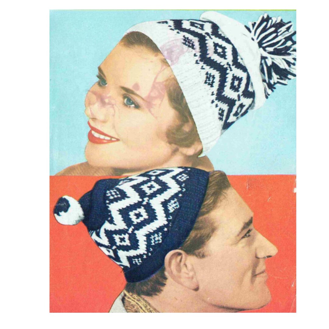 Nordic Icelandic Fair Isle Hat Christmas Beanie Cap Pom Pom Charted ...