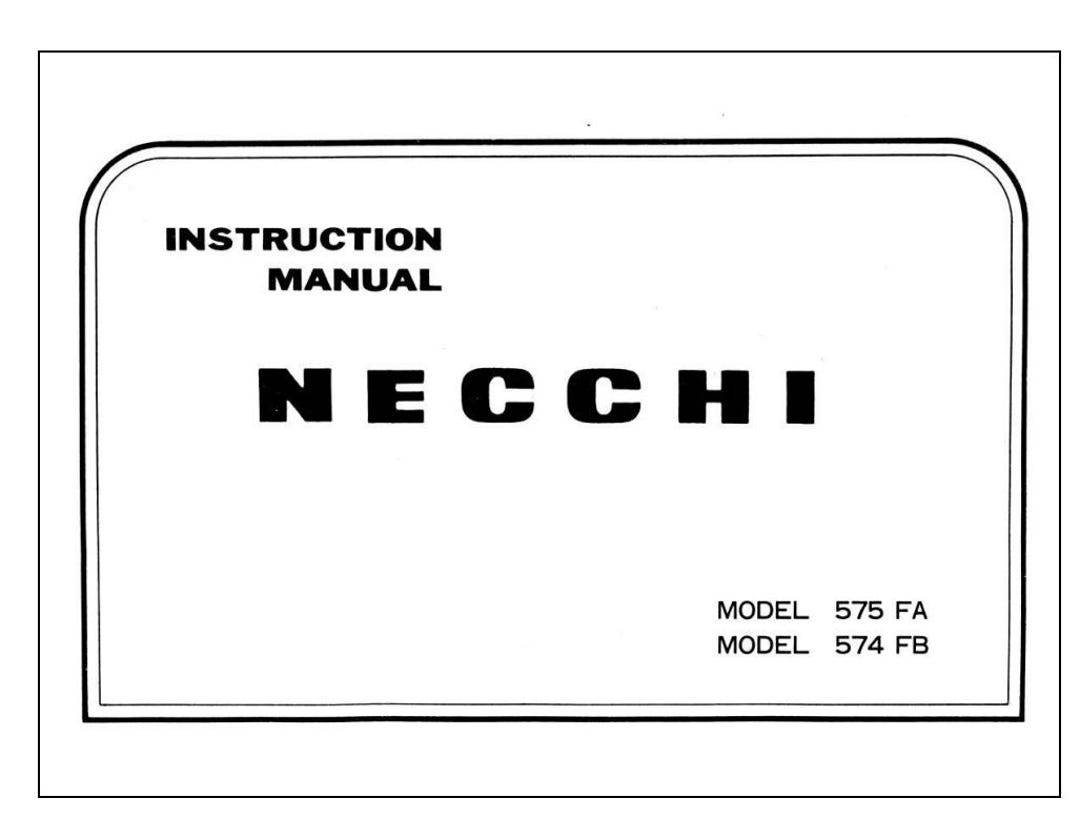 Necchi 574 FB 575 FA Manual Sewing Machine Instruction Manual PDF ...