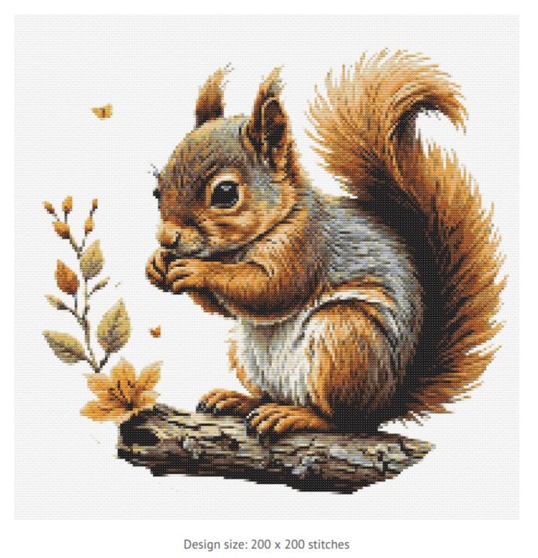 Cute Squirrel Cross Stitch PDF Pattern Keeper Compatible Design Decor ...