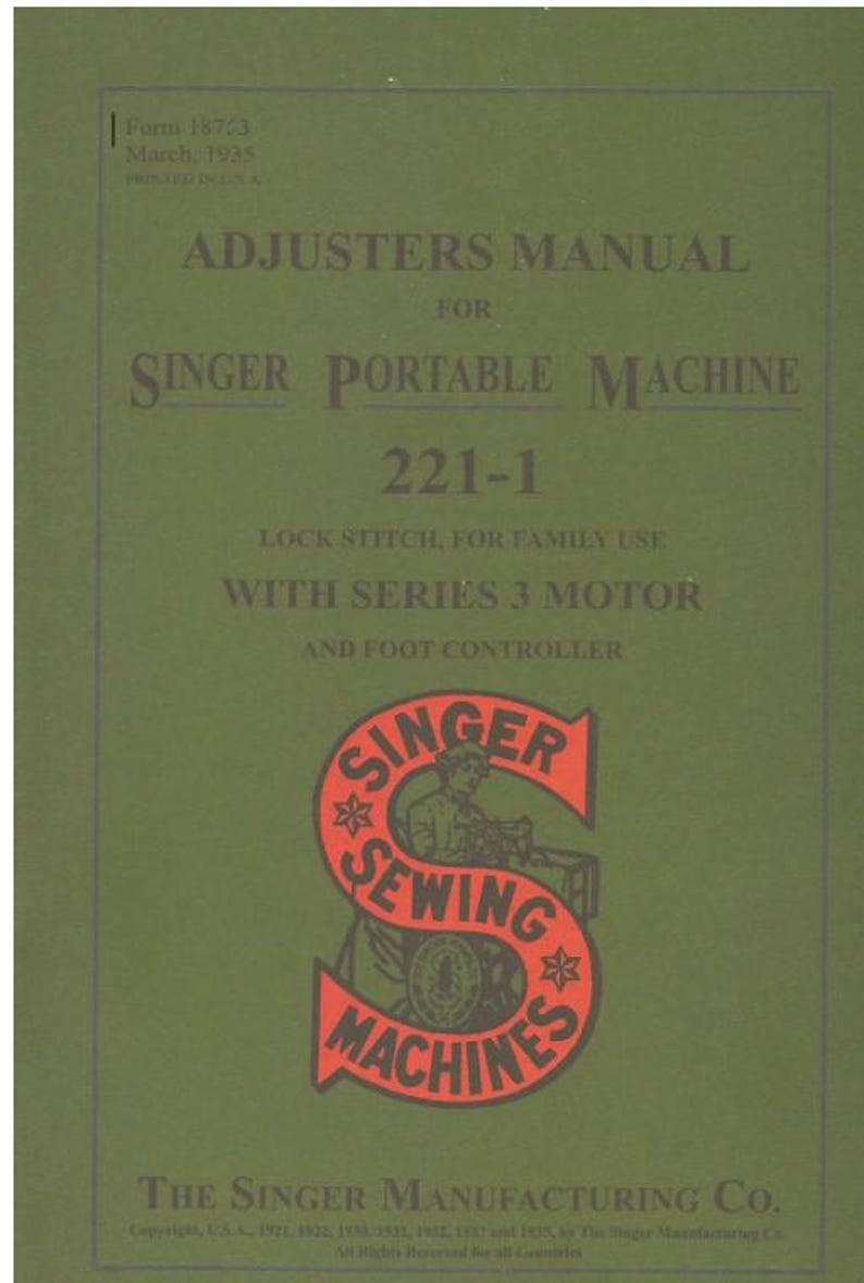Singer Featherweight 221, 221-1 and 221K Sewing Machine Bundle Service ...
